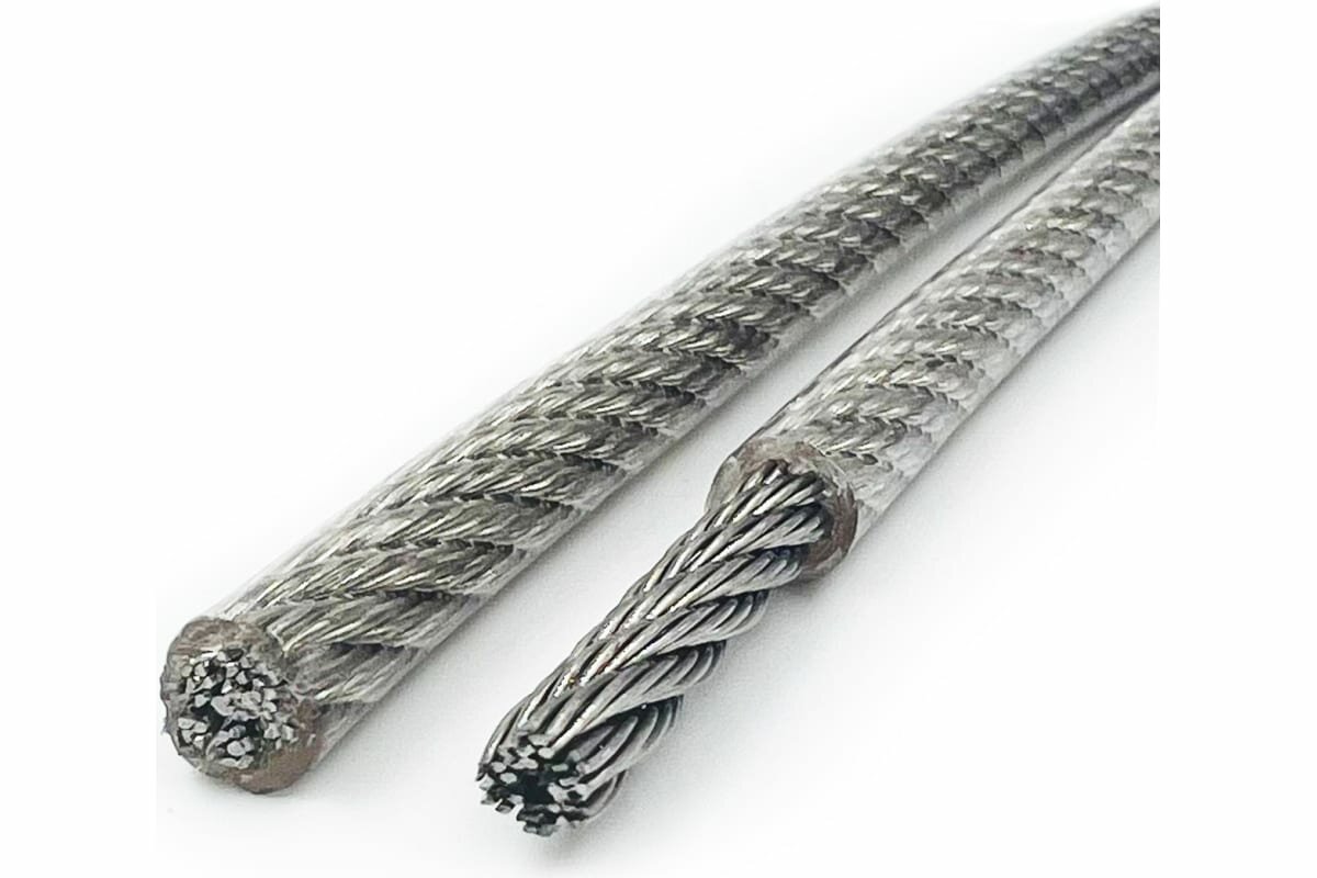 KREPFIELD Трос нержавеющий 2,0/3,0 мм сталь а4 плетение 7x7 средней мягкости в пвх оплетке 20 метров в упак. 814593А4ТРОС2,0х3,0ММ-20