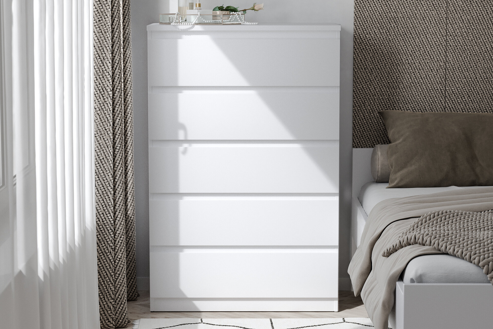 Комод "Мальта" 5 ящиков 80 х 48 х 120 см белый