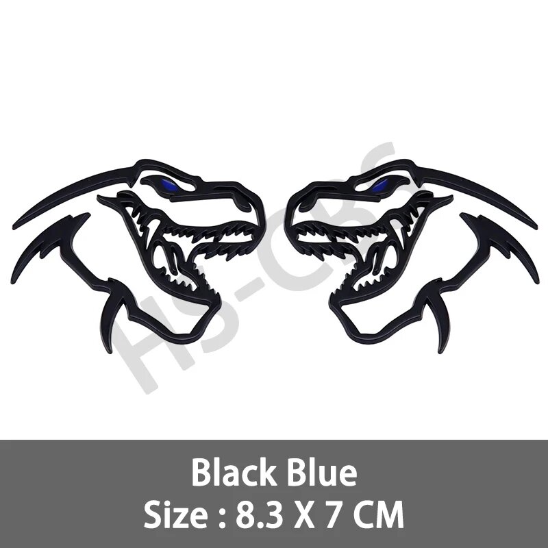 2 шт. металлический полый стильный значок тираннозавр рекс Тотем эмблема головы Black Blue Eye