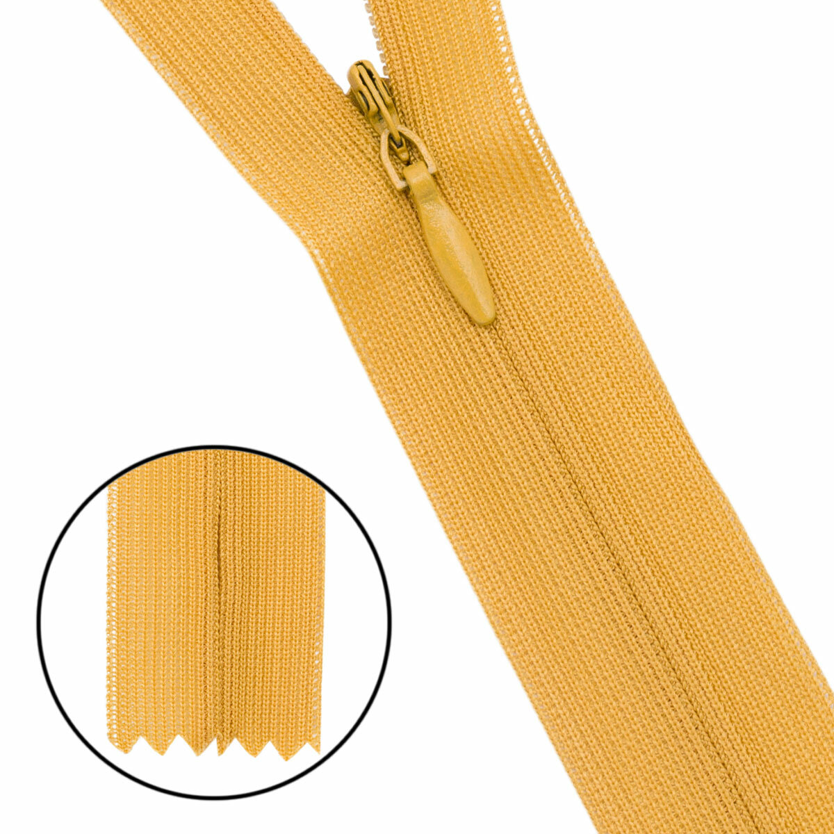 Молния потайная неразъёмная, Т3, 50 см (нейлон) (F123 золотисто-коричневый), 10 шт