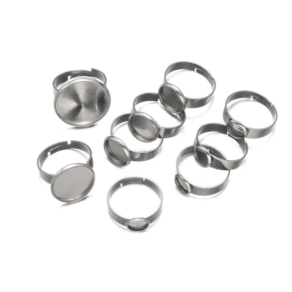 Комплект регулируемых колец из нержавеющей стали 10 шт. Серебряный, 18mm
