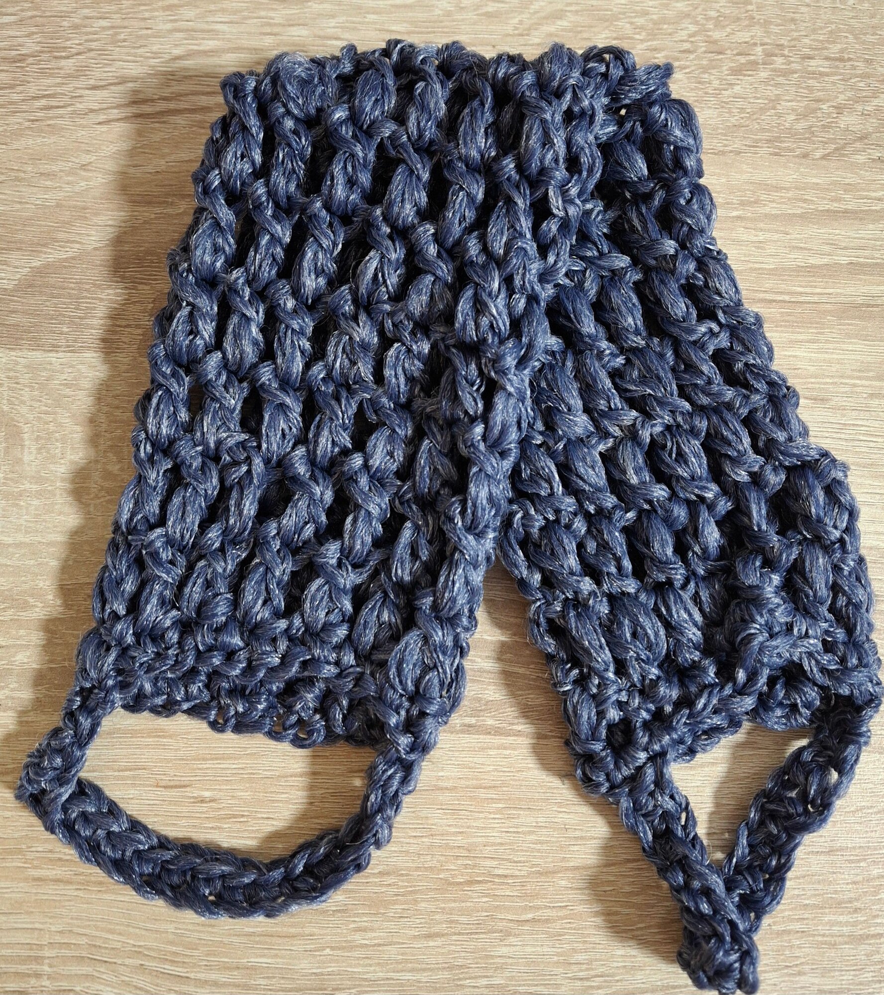 Мочалка вязанная, длина - 35 см, средней жесткости, для тела, ванны и душа, для скрабирования и антицеллюлитного массажа, ручная работа - 1 шт.