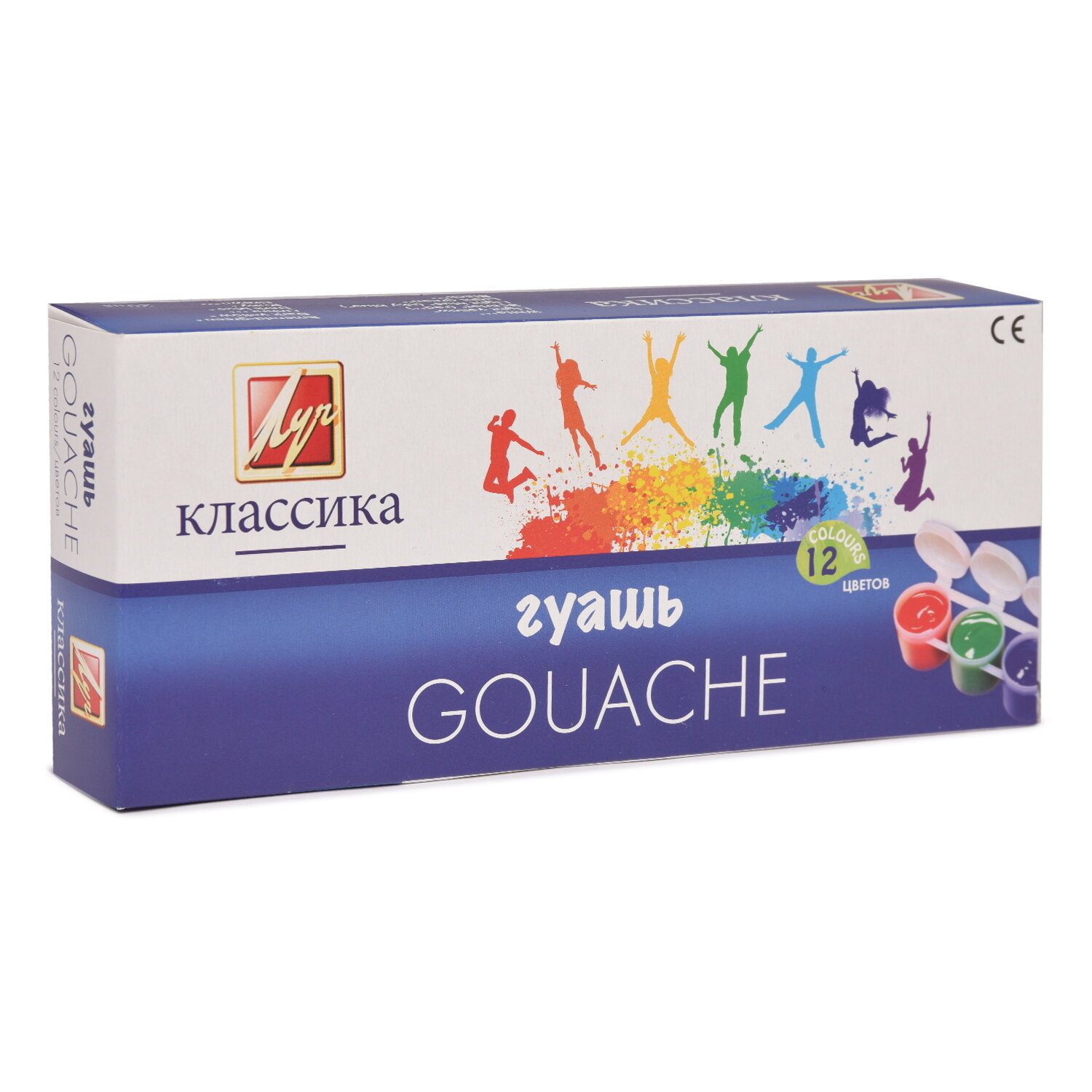 Гуашь ЛУЧ "Классика" 12 цветов, 20 мл блок-тара, матовый финиш