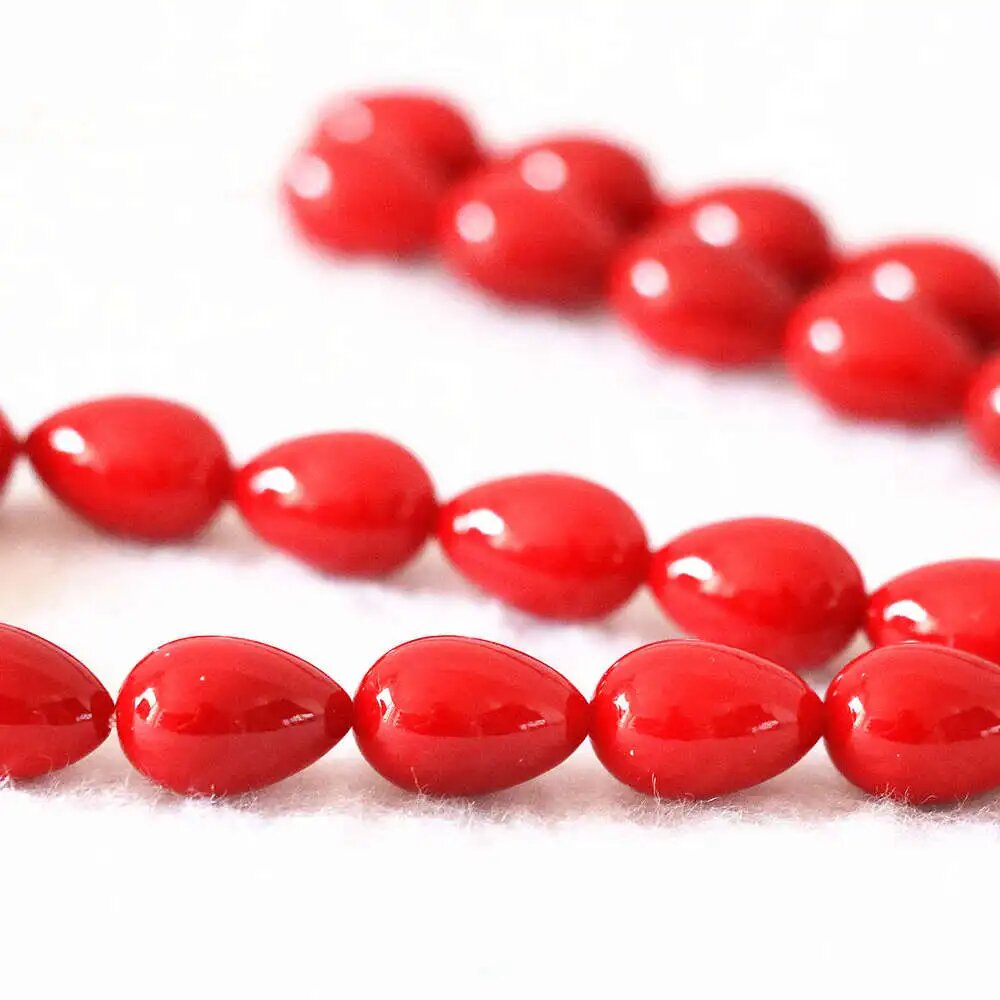 ХUAUNHUAN JEWELRY стеклянные бусины красные 5*7 мм Красный, 5x7mm
