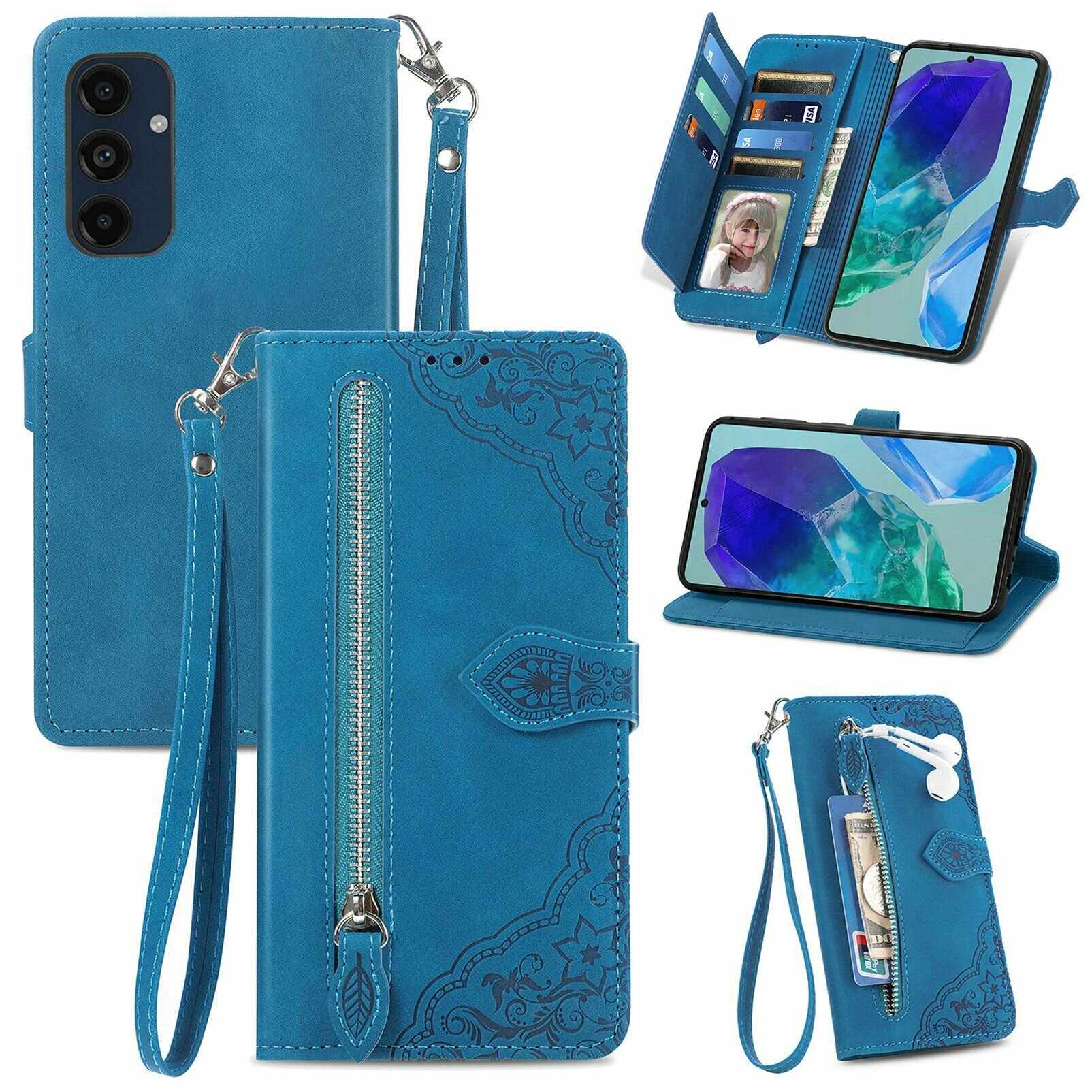 Чехол книжка для Samsung Galaxy A16 кошелек на молнии Чехлы для мобильных телефонов