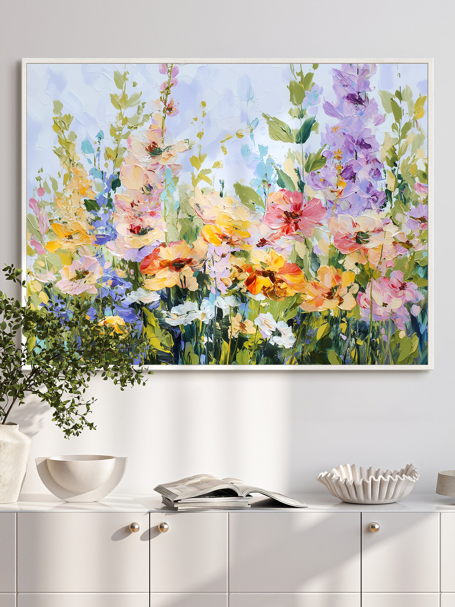 Большая картина "летнее настроение" 81х61 см — интерьерная картина в раме для дома на стену, подарок на день учителя