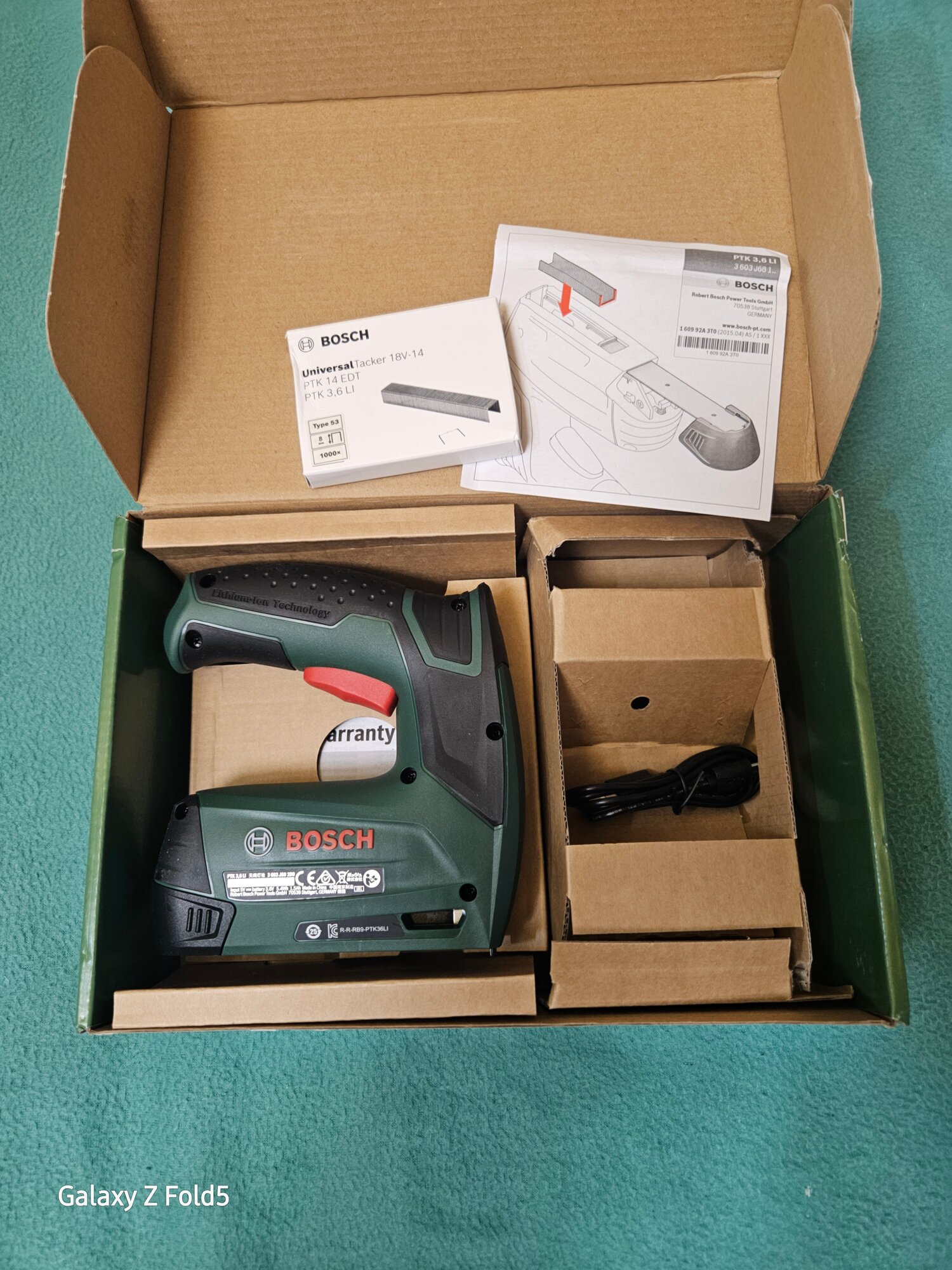 Степлер аккумуляторный Bosch PTK 3,6 LI (usb) скобы тип 53 4-8мм оригинал