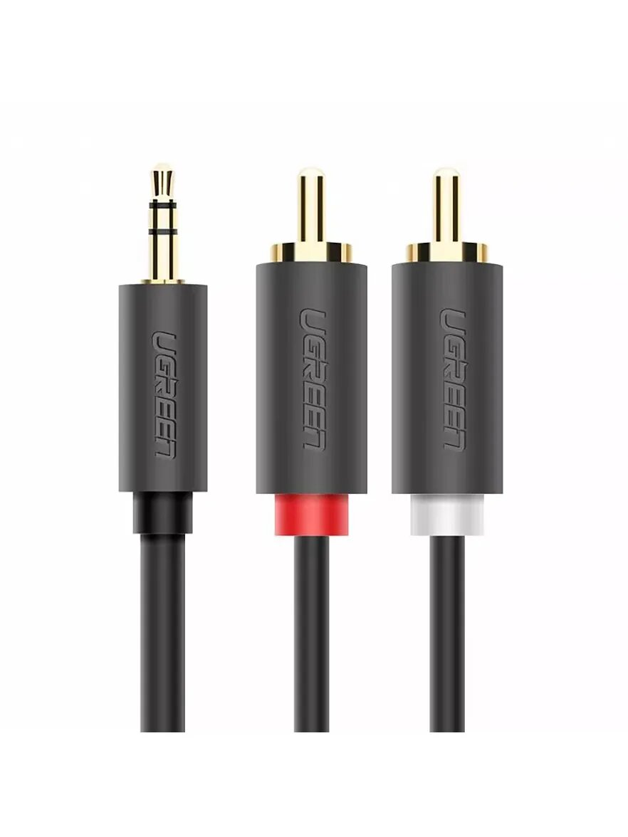 Кабель интерфейсный UGREEN AV102 10511_ аудио 3.5mm Male to 2RCA Male Audio. Длина: 1,5м. Цвет: серый