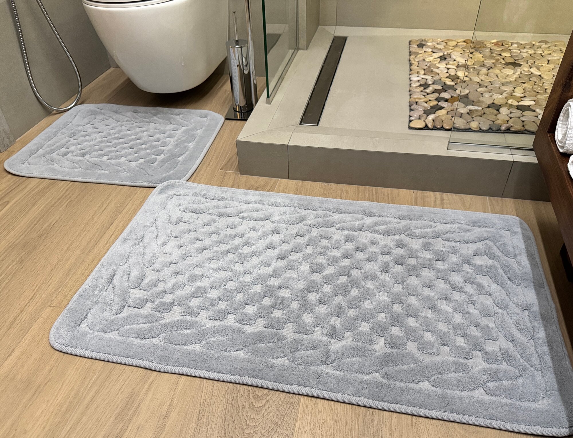 Коврики Natali's Carpets на пол для ванной хлопок 2 штуки 100х60- 60х50см Турция