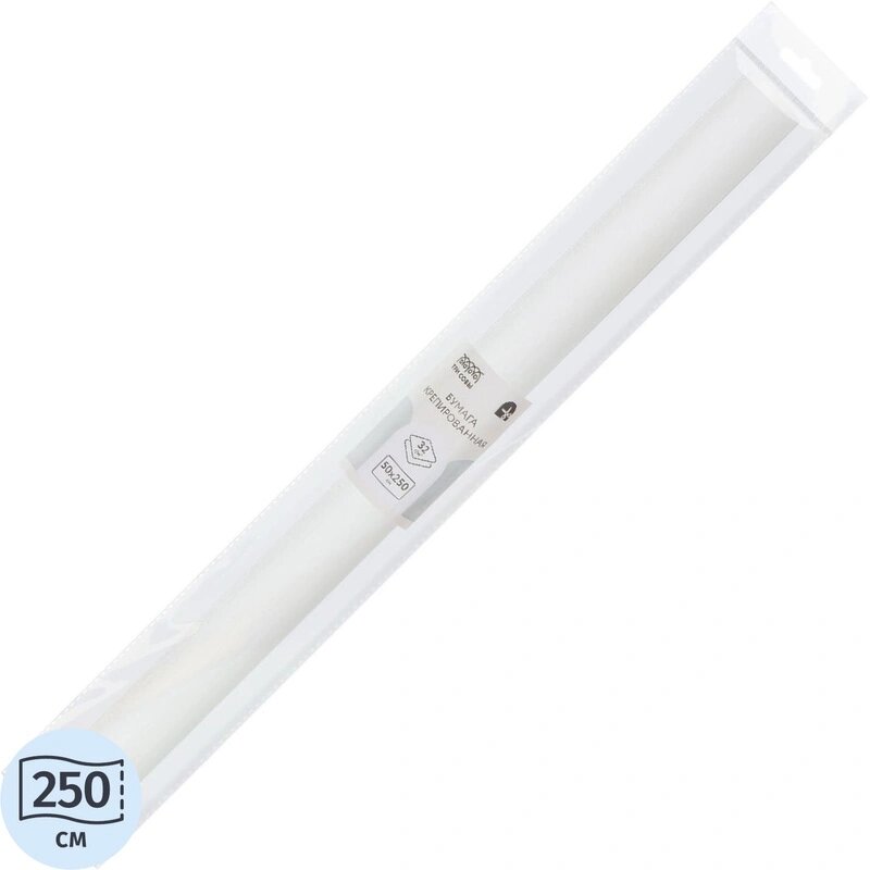 Бумага крепированная ТРИ совы, 50x250см, 32г/м2, белая, в рул, CR_43943