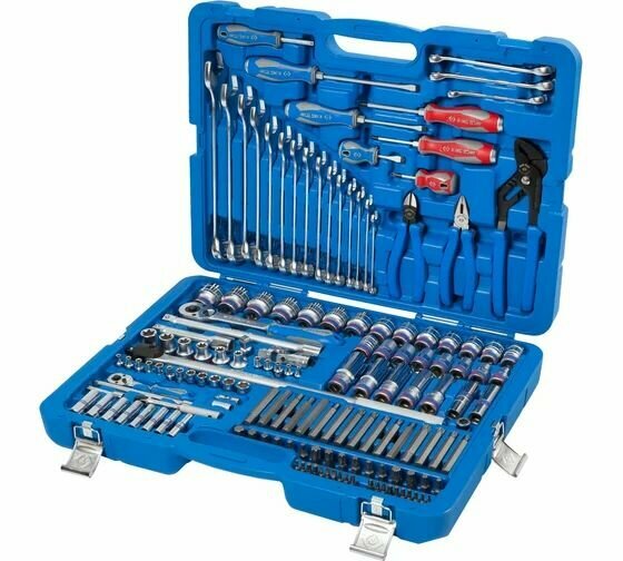 Универсальный набор инструментов KING TONY 153 предмета, в комплекте фонарь налобный P7553MR03