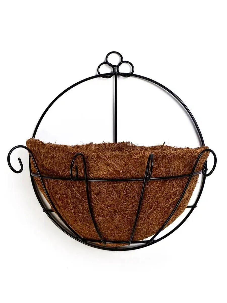 Стильное настенное кашпо с кокосовым вкладышем