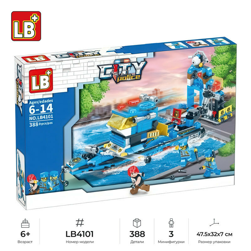 Конструктор LB LB4101 Сити Преследование городской полицией 388 дет. 47.5x32x7 см