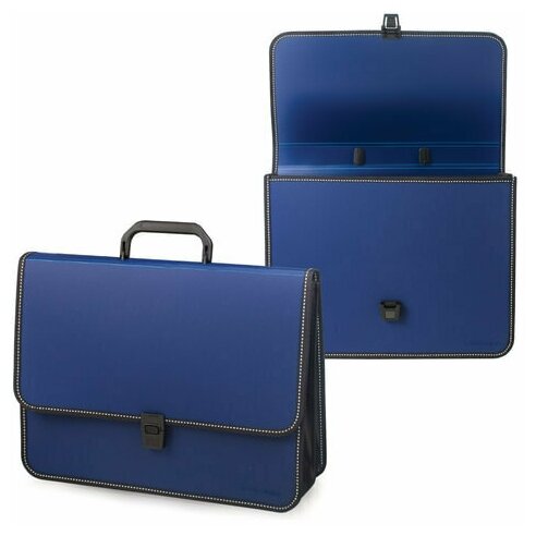 Портфель пластиковый Brauberg Консул, А4, 370х280х120 мм, 2 отделения, синий (226021)