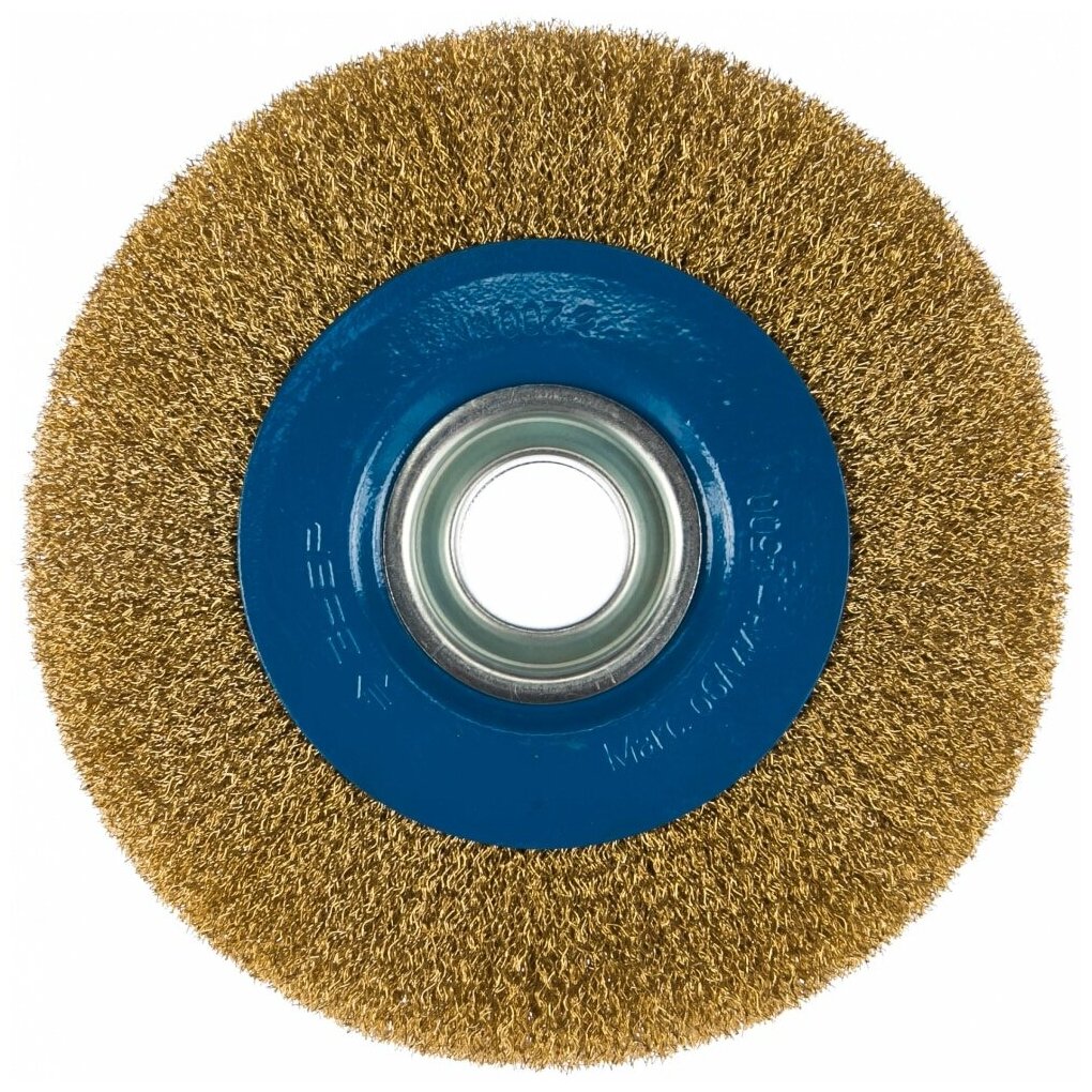 Щетка дисковая (200х32 мм; витая стальная латунированная проволока 0.3 мм) для точильно-шлифовального станка ЗУБР 35186-200_z01