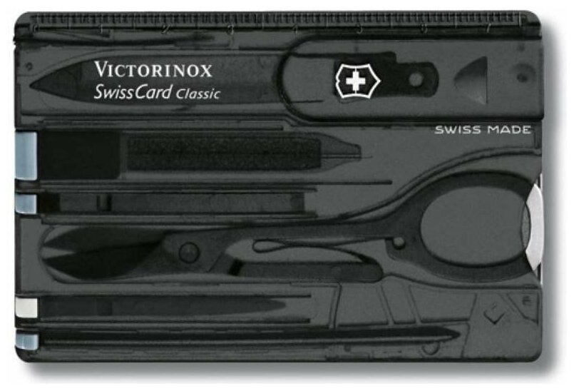Швейцарская карта Victorinox SwissCard Classic (0.7133. T3) черный полупрозрачный коробка подарочная