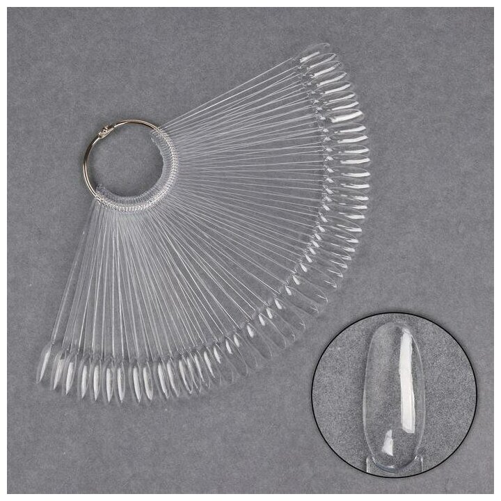 Палитра для лаков на кольце, 50 ногтей, форма миндалевидная, цвет прозрачный