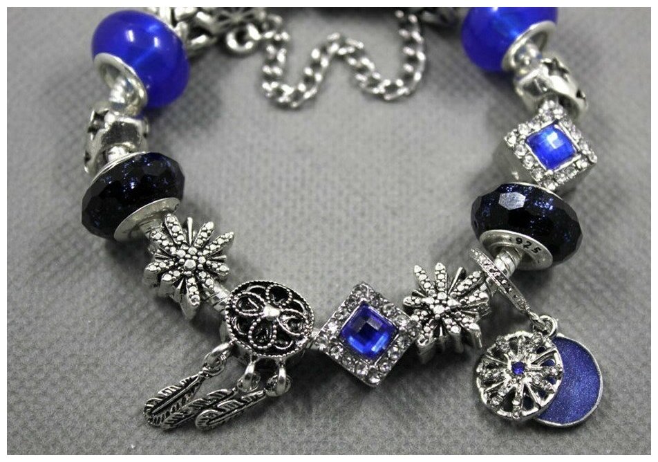 Браслет-цепочка, стразы, стекло, муранское стекло