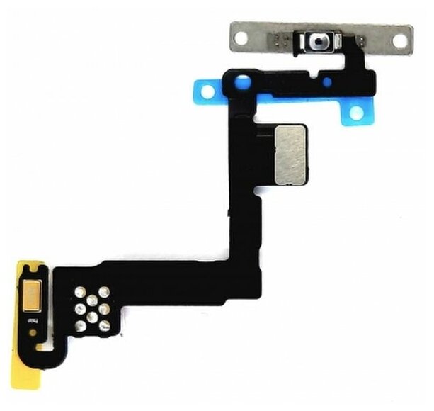 Шлейф с кнопкой включения, микрофоном и вспышкой для iPhone 11 с пластиной