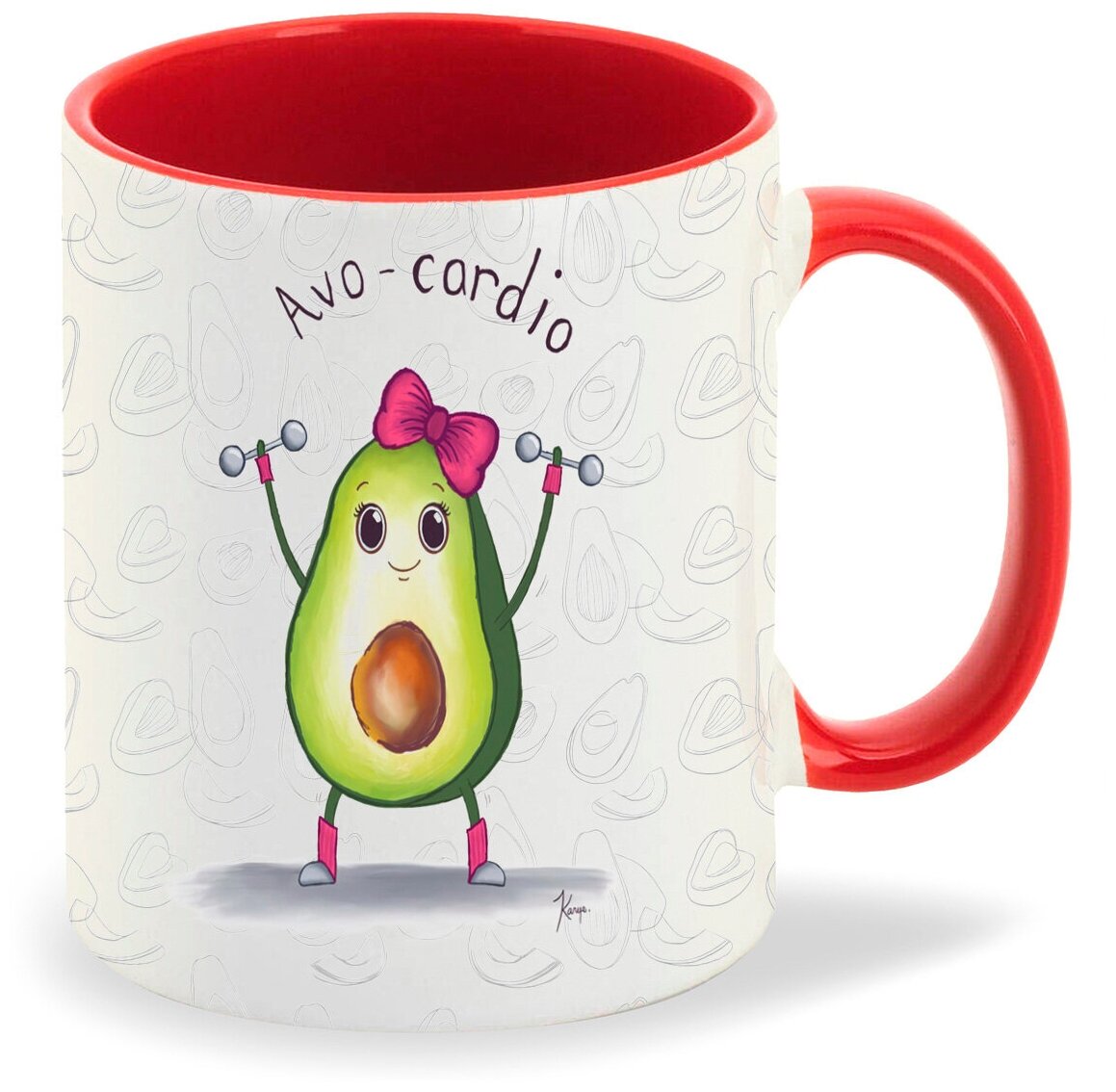 Кружка красная CoolPodarok Авокадо Avo cardio