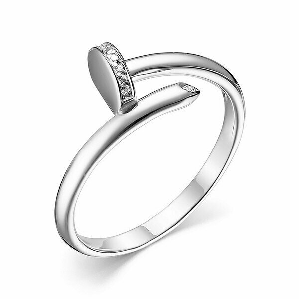 Кольцо, серебро, 925 проба, родирование, фианит