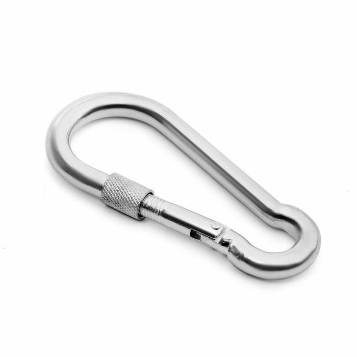 Карабин Тундра монтажный с фиксатором krep, DIN5299D, 12х140 мм, оцинкованный, 1 шт