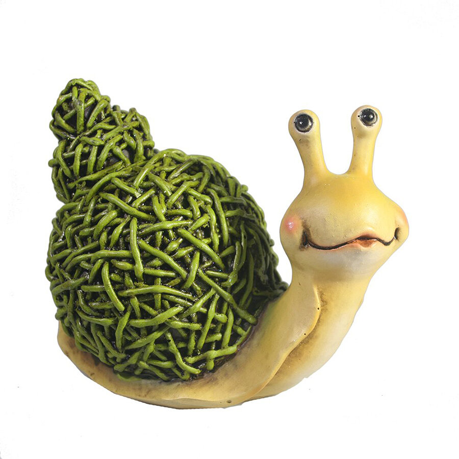 Фигура декоративная Плетенная улитка цв. зеленый 15*12*9см KSMR-718124/F813