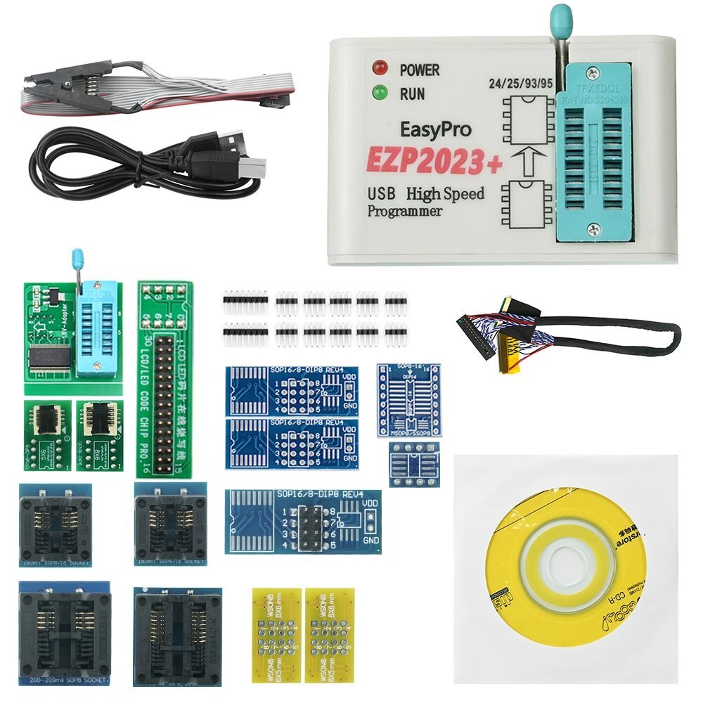 EZP2023+ USB Программатор SPI EEPROM Flash с 15 адаптерами — фото 1