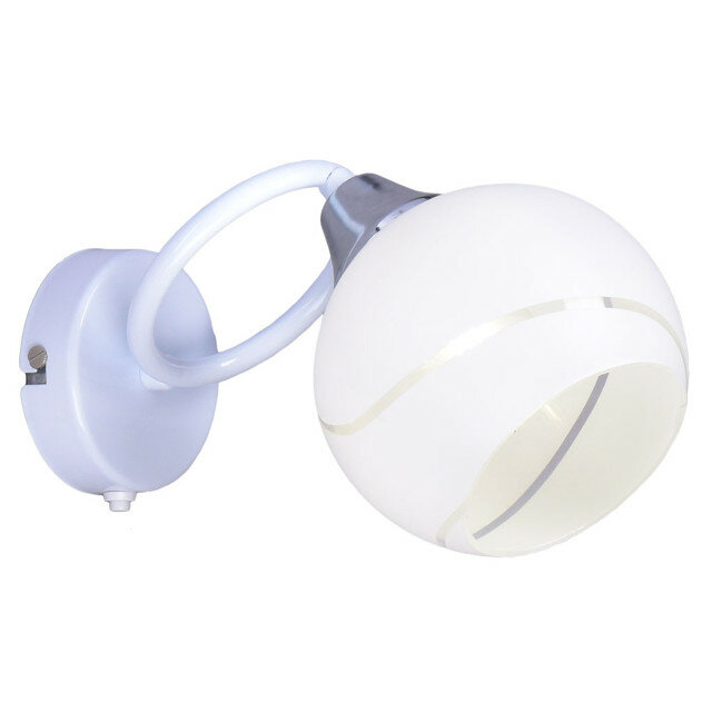 Бра россвет Сабо, металлический светильник 1х60Вт Е27, белый цвет, строгий дизайн