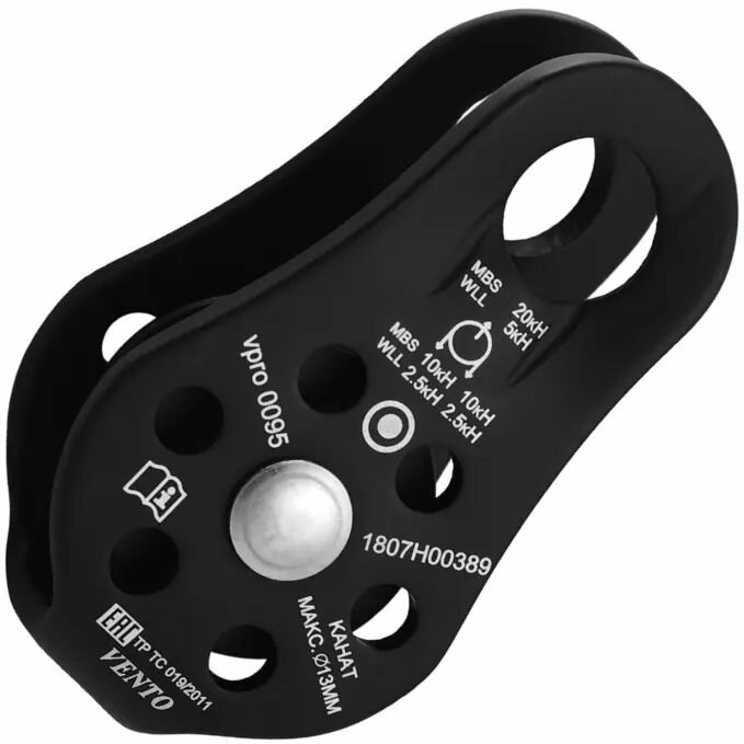 Блок-ролик одинарный Спасатель черный дюраль (vnt 1095)