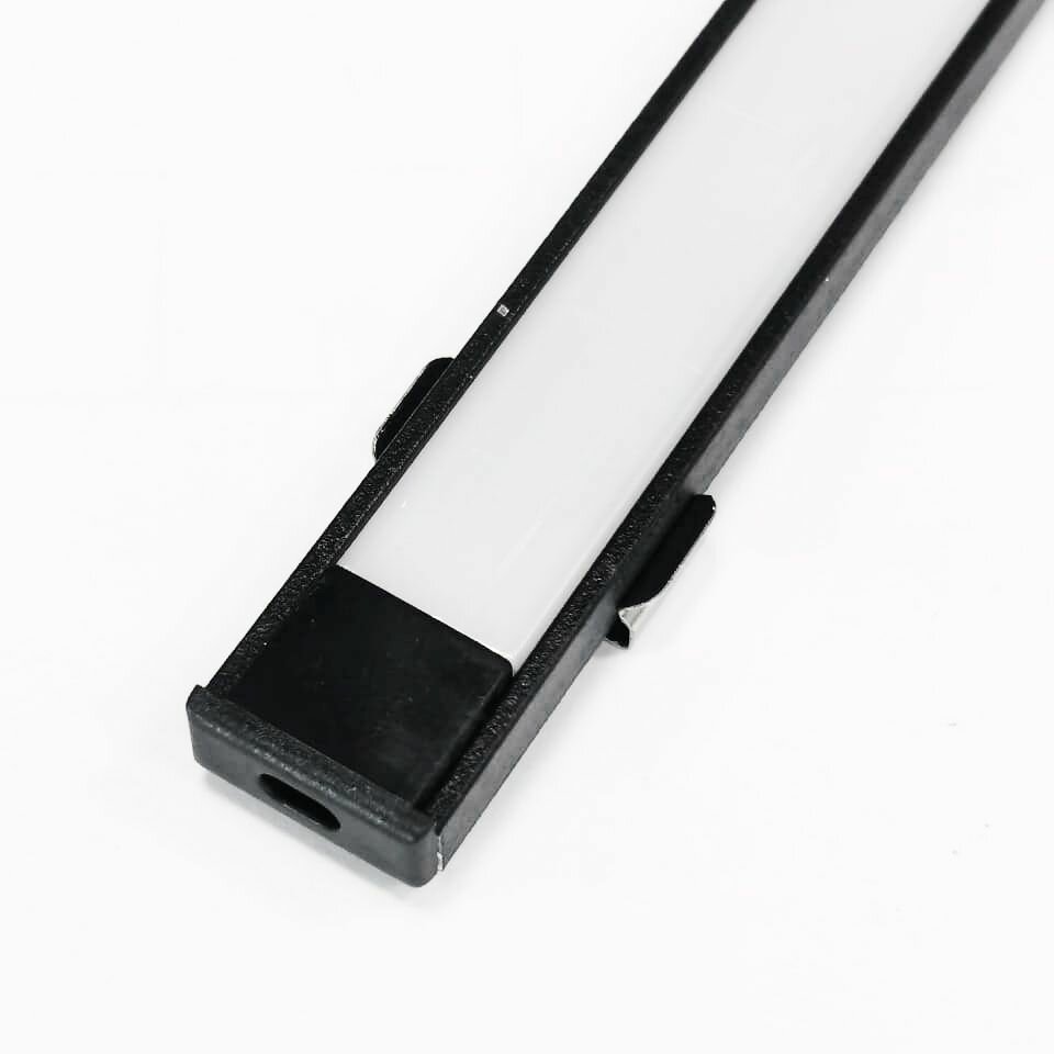 Набор 10 шт черного профиля бренд DLED 15х7мм с матовым рассеивателем и заглушками, общая длина - 10 метров (10 шт по 1м)