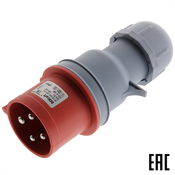 Вилка кабельная ВП-103 26103DEK 32А 380В 3P+PE IP44 CEE024-6 DEKraft (3 шт. в наборе)