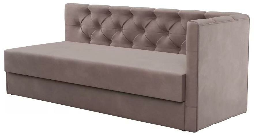 Прямой диван тахта Веста 2 Латте Велюр Правый, 212х90х82 см, с ящиком для белья