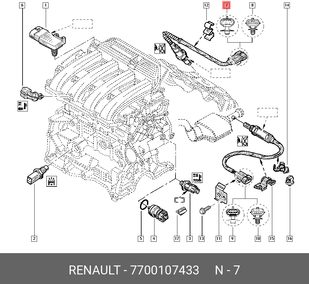 Датчик кислородный Renault 7700107433