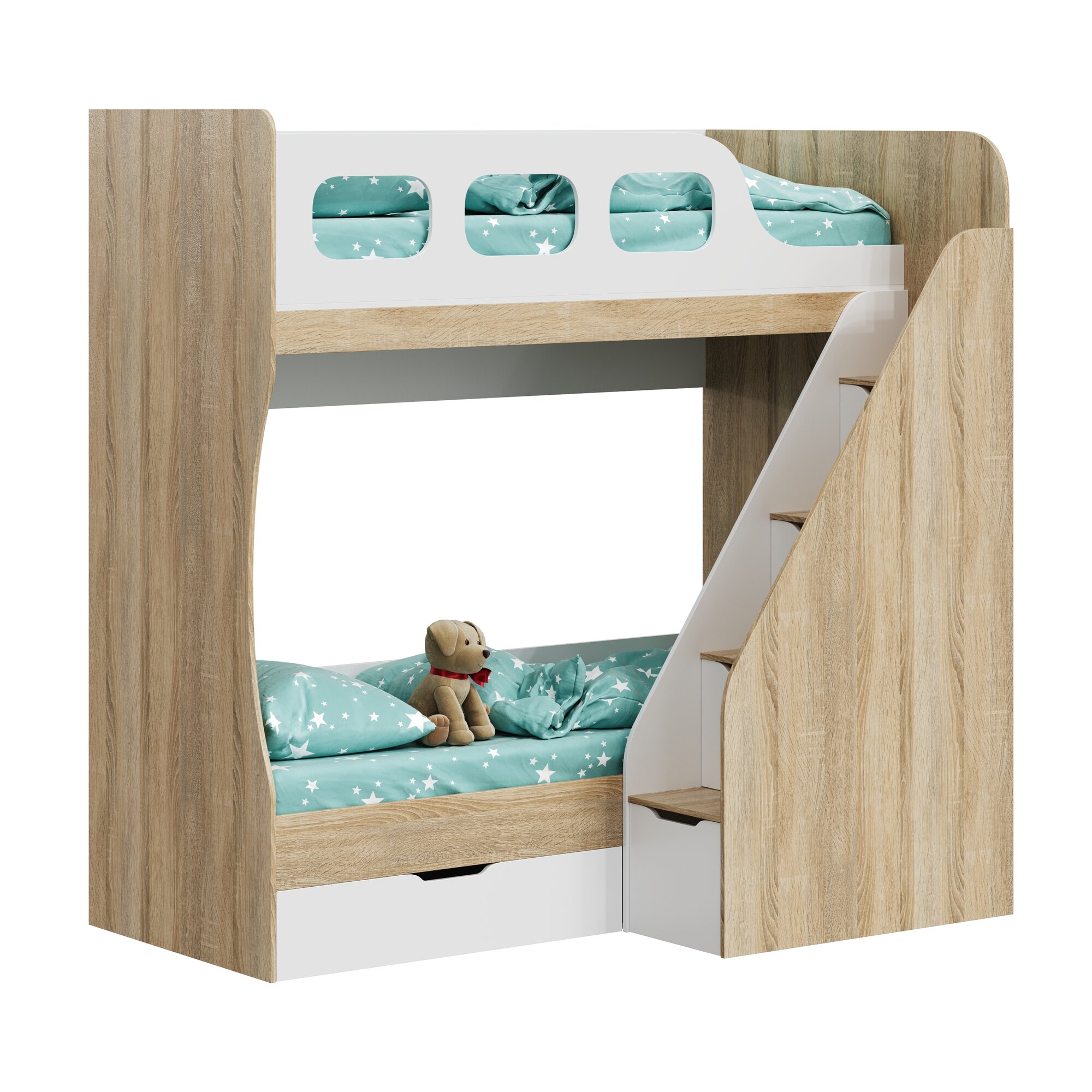 Кровать 2-х ярусная Умка-6 (дуб сонома+белый) 190х80