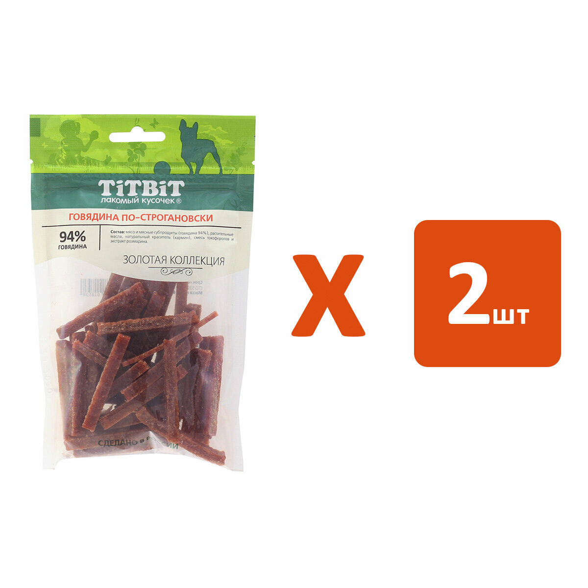 Лакомство TIT BIT золотая коллекция для собак говядина по-строгановски (80 гр х 2 шт)