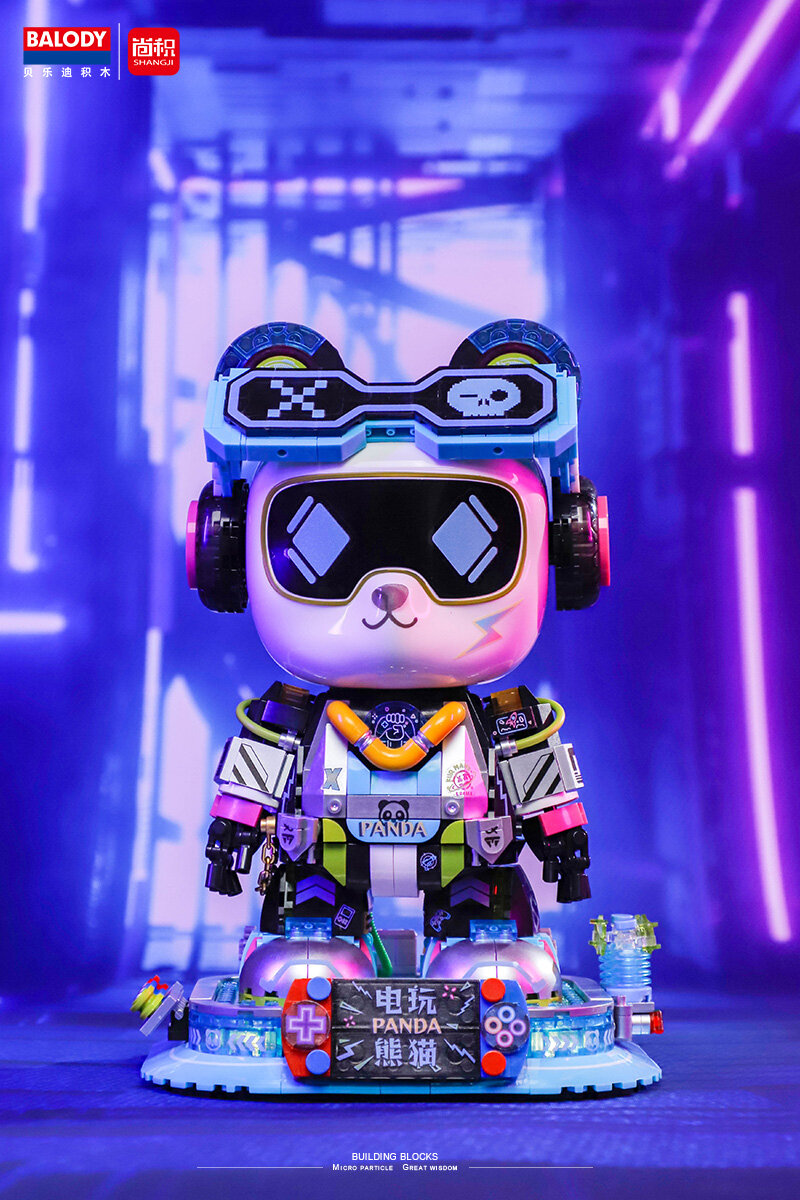 Конструктор 3D из миниблоков Balody Кибер Панда Hard Games, подсветка, 1116 деталей - BA21242