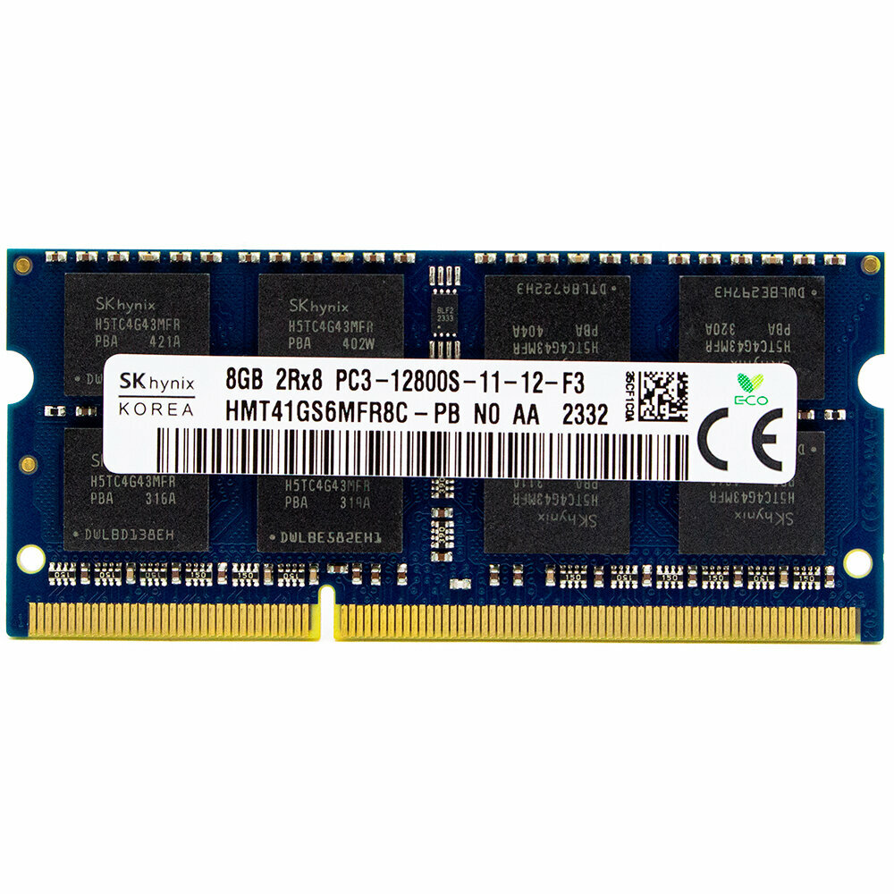 Модуль памяти для ноутбука SODIMM DDR3 8GB PC12800 1600МГц Hynix HMT41GS6MFR8C-PB
