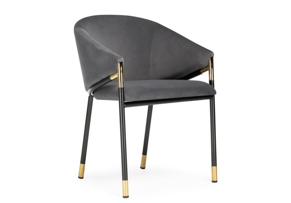 Стул на металлокаркасе Woodville Стул на металлокаркасе Molton gray / black/ gold - комплект из 2 шт