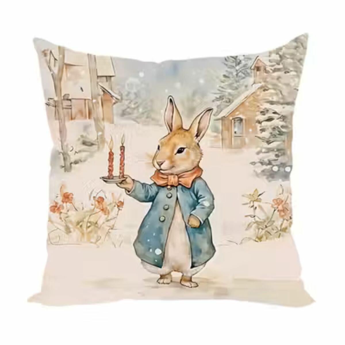 Чехол для подушки Ушастик и рождество 40х40 велюр