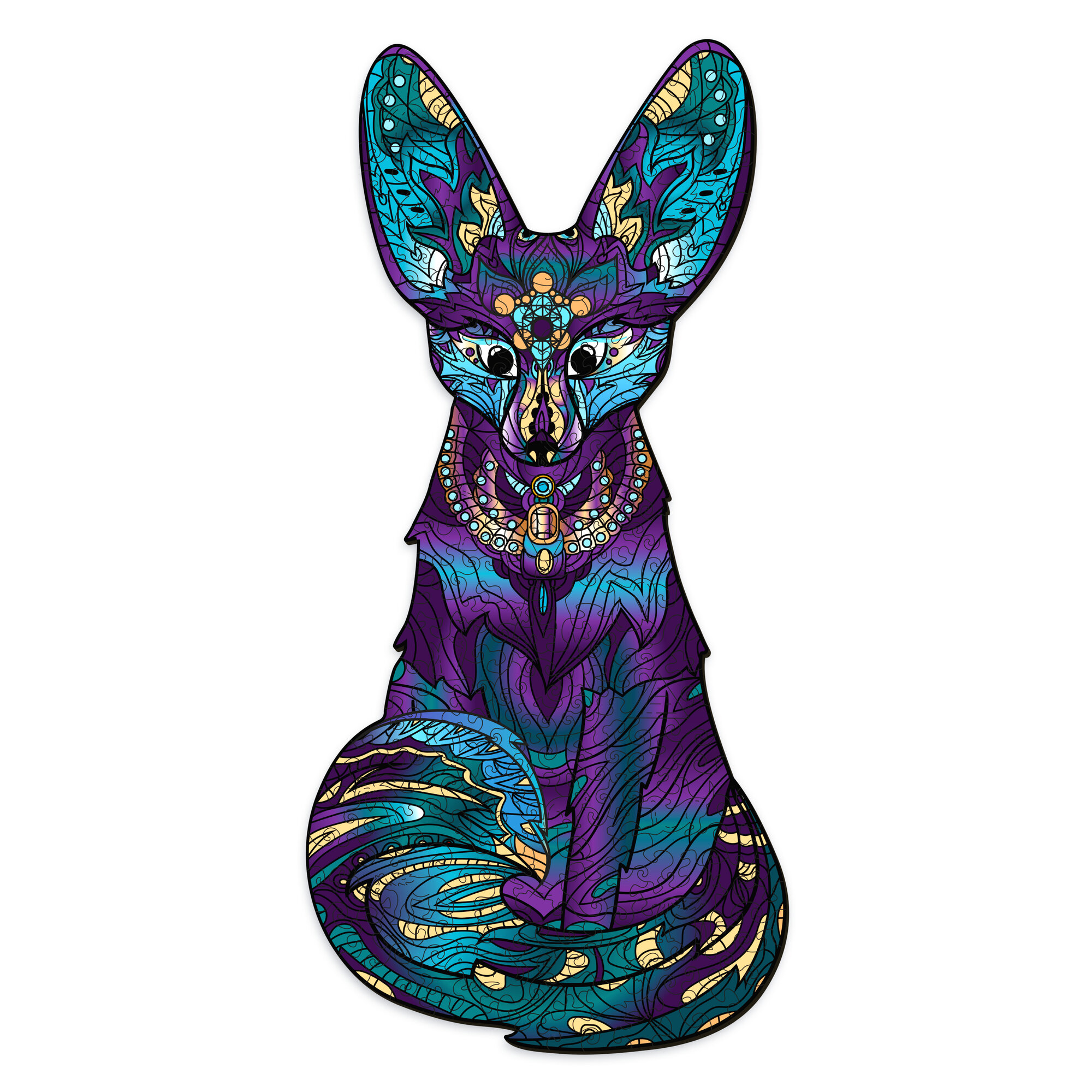 Деревянный пазл для детей и взрослых/Мифический фенек синий/головоломка/подарочный набор/игра