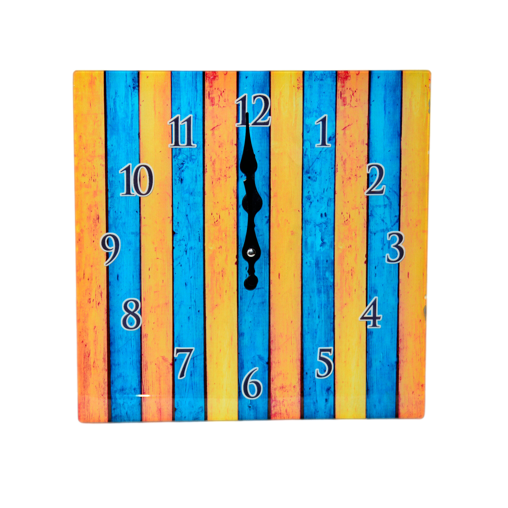 Часы стеклянные, "Разноцветные дощечки"