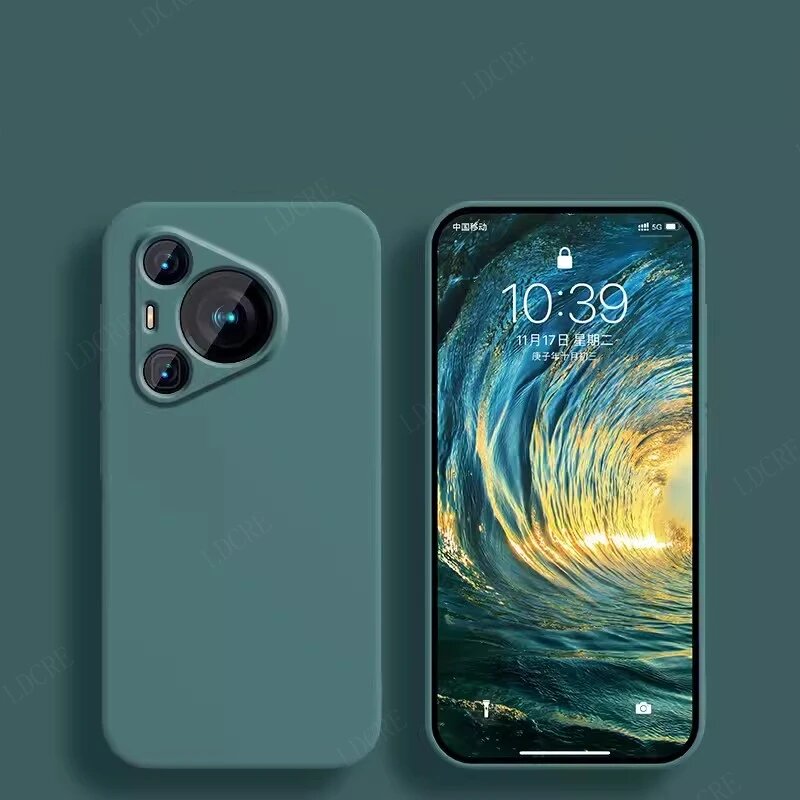 Чехол для Huawei Pura 70, чехол для Huawei Pura 70, чехлы из жидкого силикона, Черный Зеленый