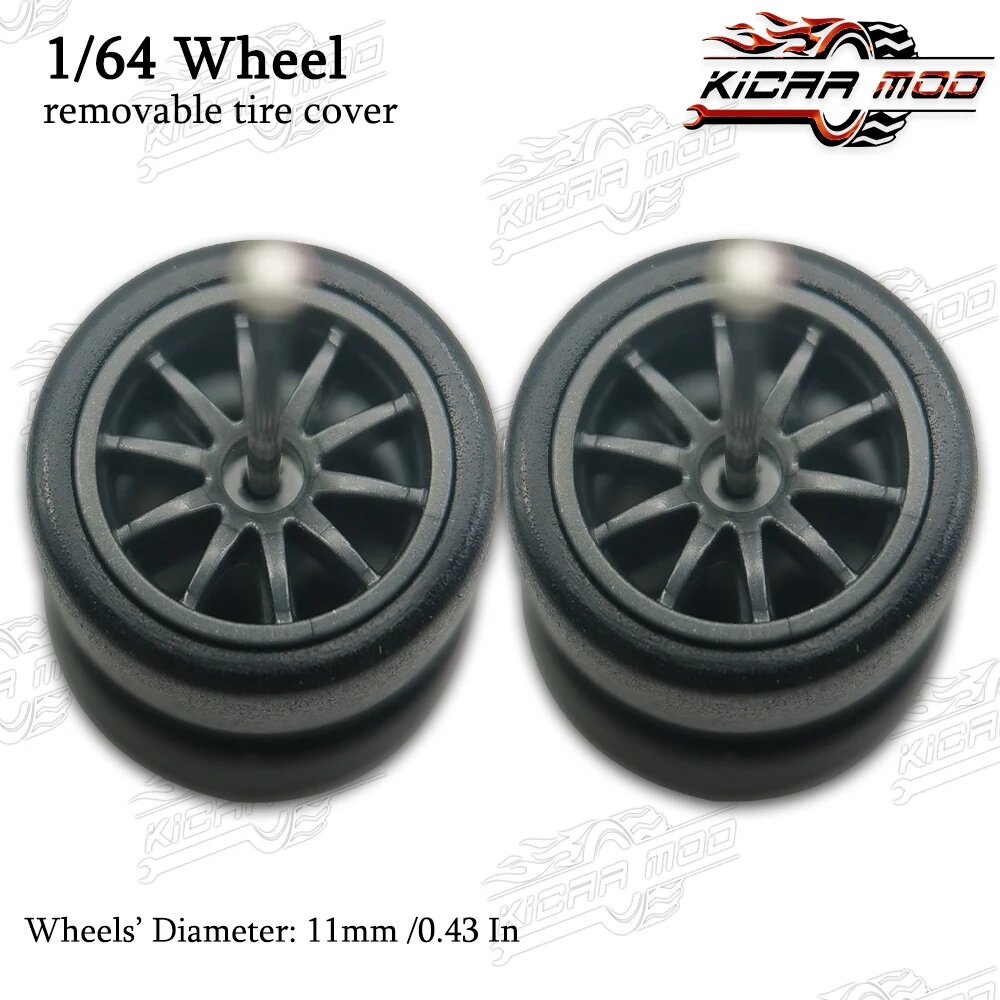 Пластиковые колеса KICARMOD 1/64 для Hot Wheels Серый, Dark grey