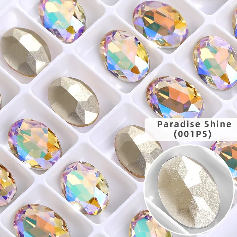 Стразы хрустальные овальные 6x8mm, Paradise Shine, 10шт