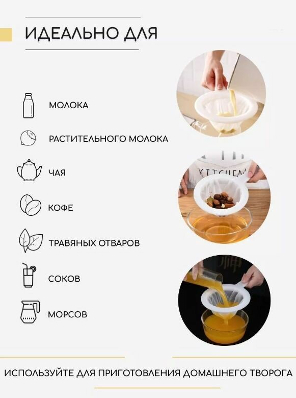 Пластиковое ситечко для чая и кофе с мелкой сеткой — удобное универсальное ситечко для процеживания напитков в быту — фото 1