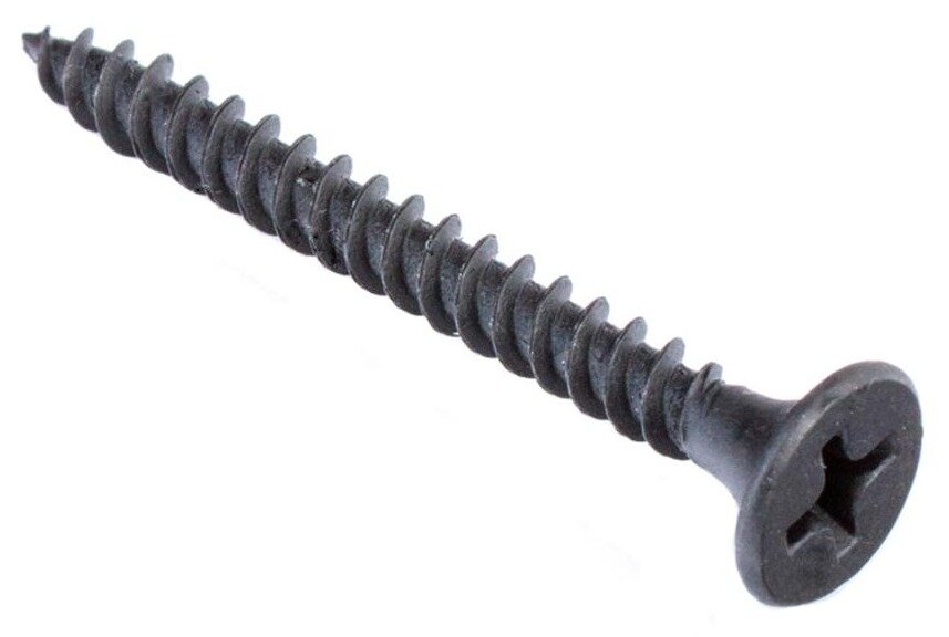 Саморез Стройбат для гипсокартона по металлу с потайной головкой из стали черный 3.5х41мм, PH2, 25шт. в упаковке / крепеж