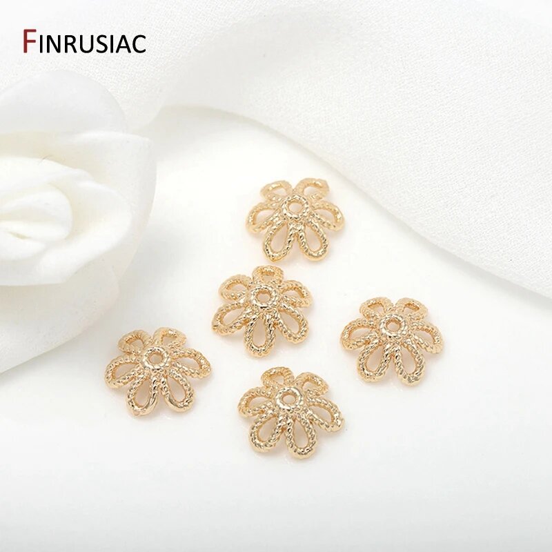 Металлические шапочки для бусин FINRUSIAC, 14k gold plated