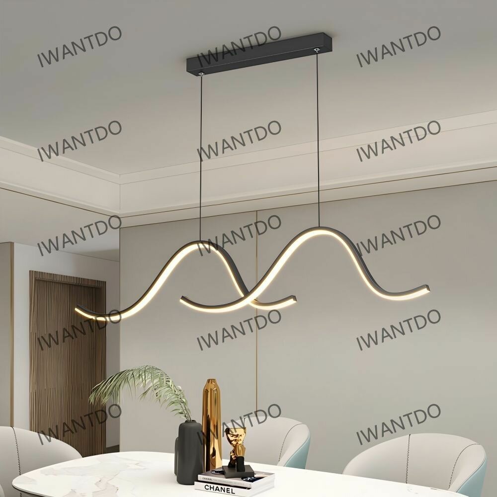 LED Подвесной светильник Диммируемая с дистанционное управление для столовой Кухня Современный Люстра BD430, Черный