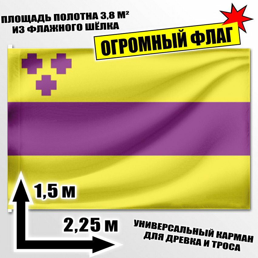 Флаг огромный Троицка (Челябинская область) 225x150 см